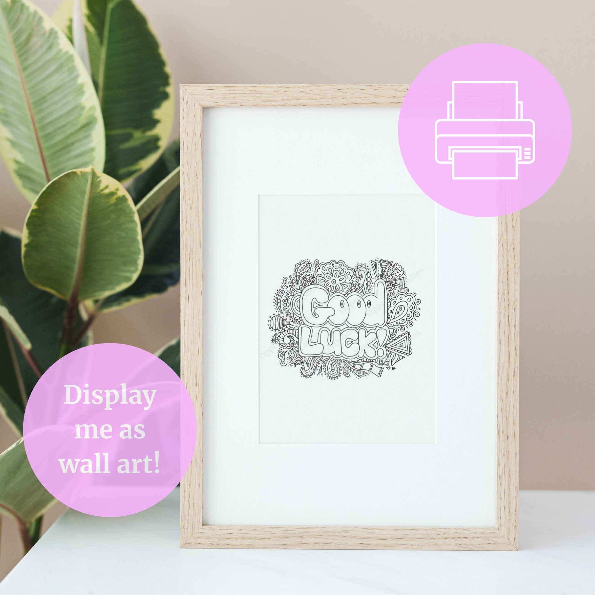 Good Luck Doodle Black & White PNG Image Instant Digital Download, Good ...