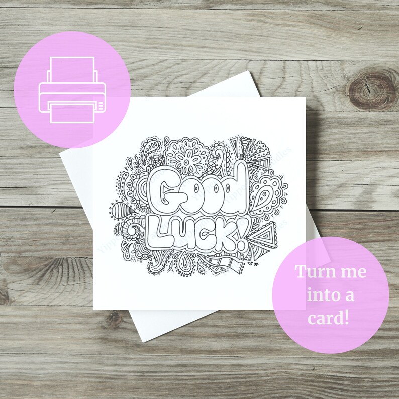 Good Luck Doodle Black & White PNG Image Instant Digital Download, Good ...