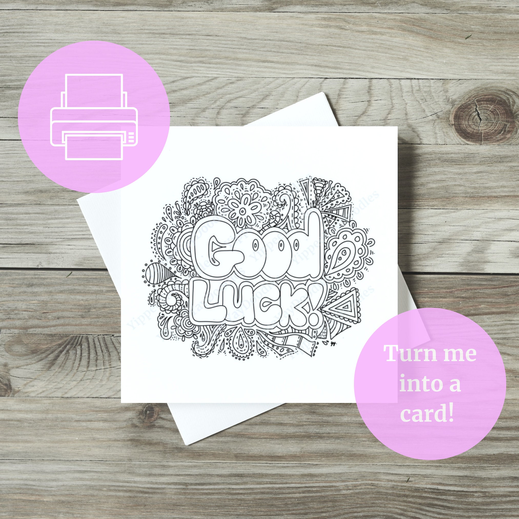 Good Luck Doodle Black & White PNG Image Instant Digital Download, Good ...