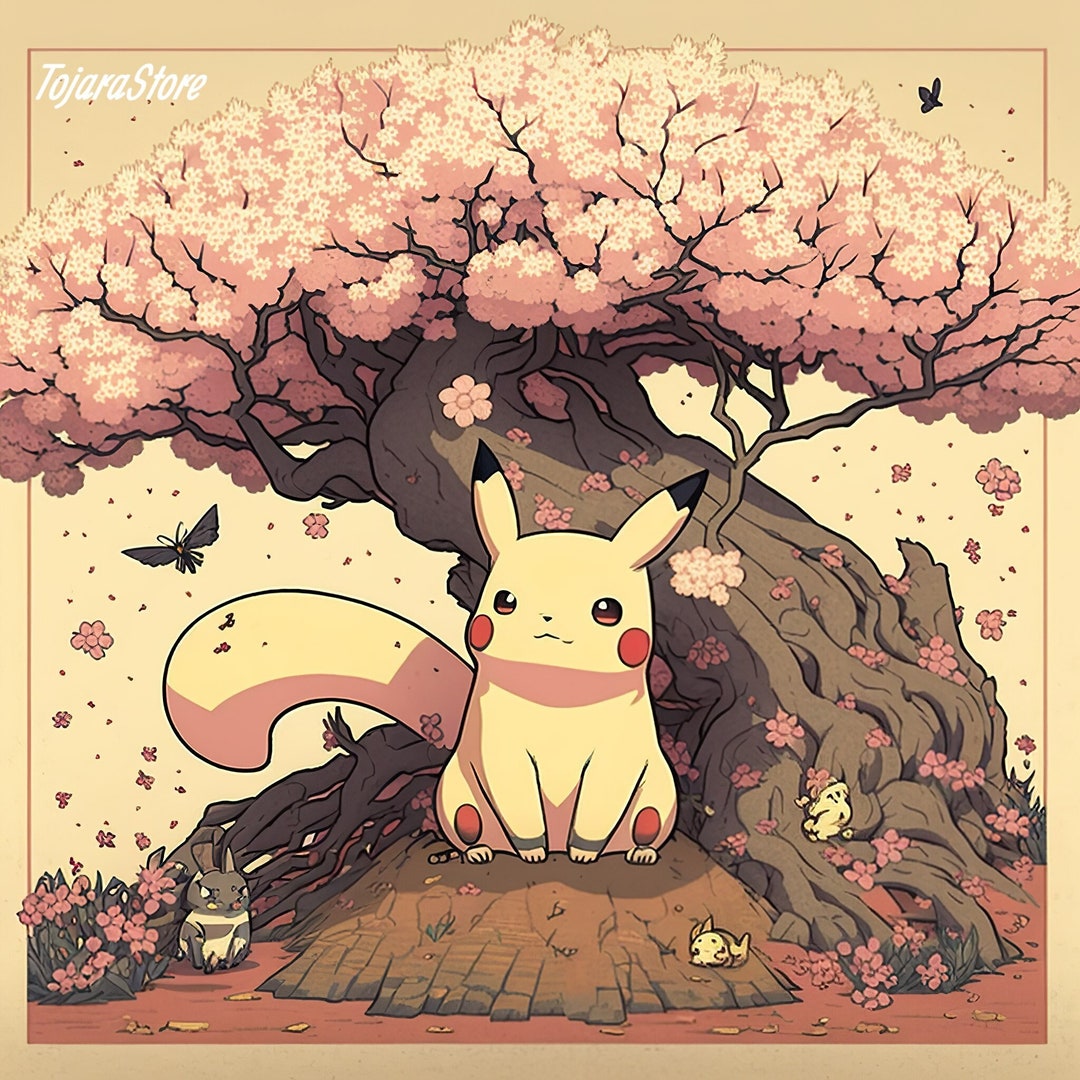 Pikachu Sakura Ukiyo-e Style - Etsy