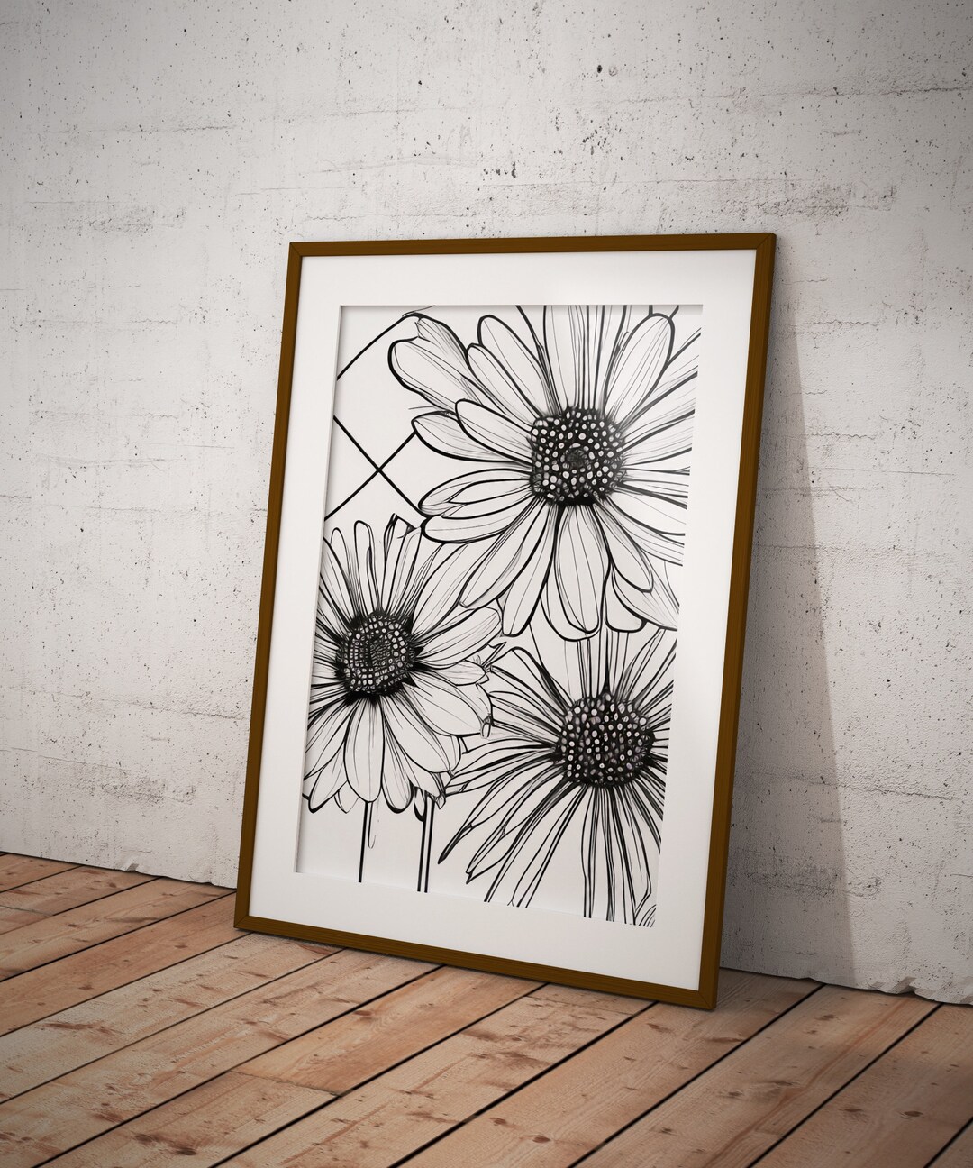 Drawing Miss Daisy, (printable Decor, Daisy Drawing, Mid Century Modern ...