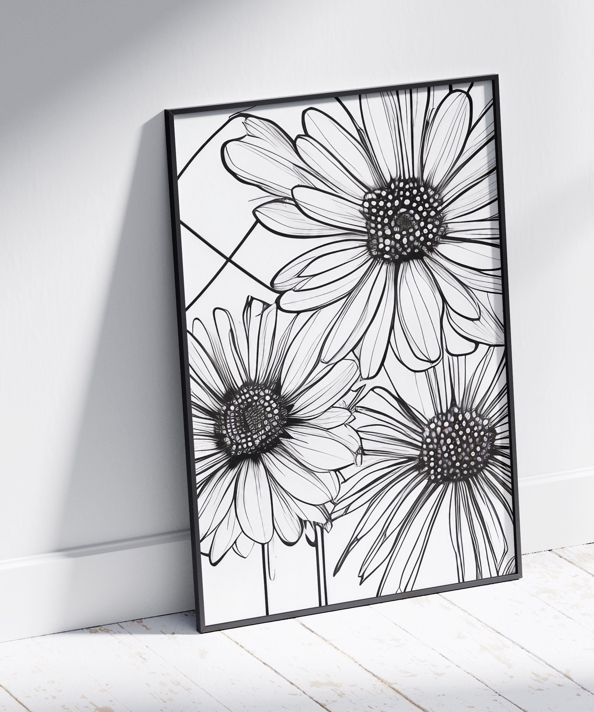 Drawing Miss Daisy, printable Decor, Daisy Drawing, Mid Century Modern ...