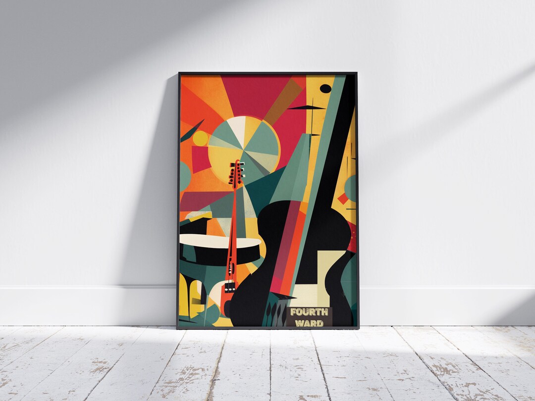 Jazz Poster "fourth Ward" (mid Century Modern Wall Art, Beige, Pink ...