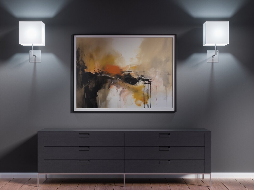 Mid Century Modern Black and Yellow Abstract Art (mid Century Modern ...