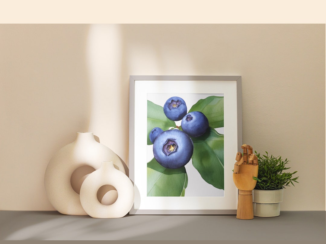 Blueberries Watercolor Painting (digital Painting Portrait Art ...