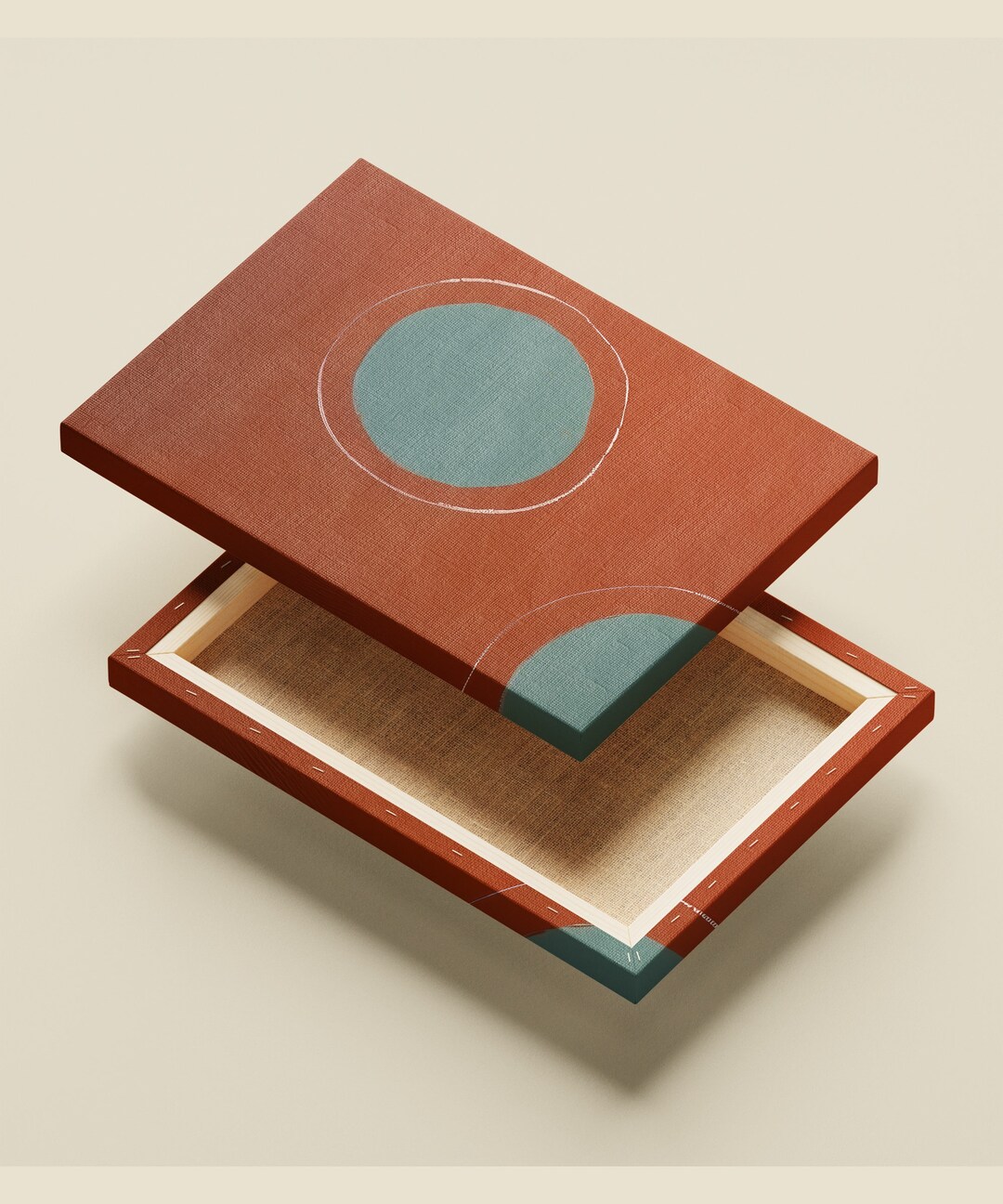 Double Sun mid Century Modern Wall Art, Red, Blue, Minimalist ...