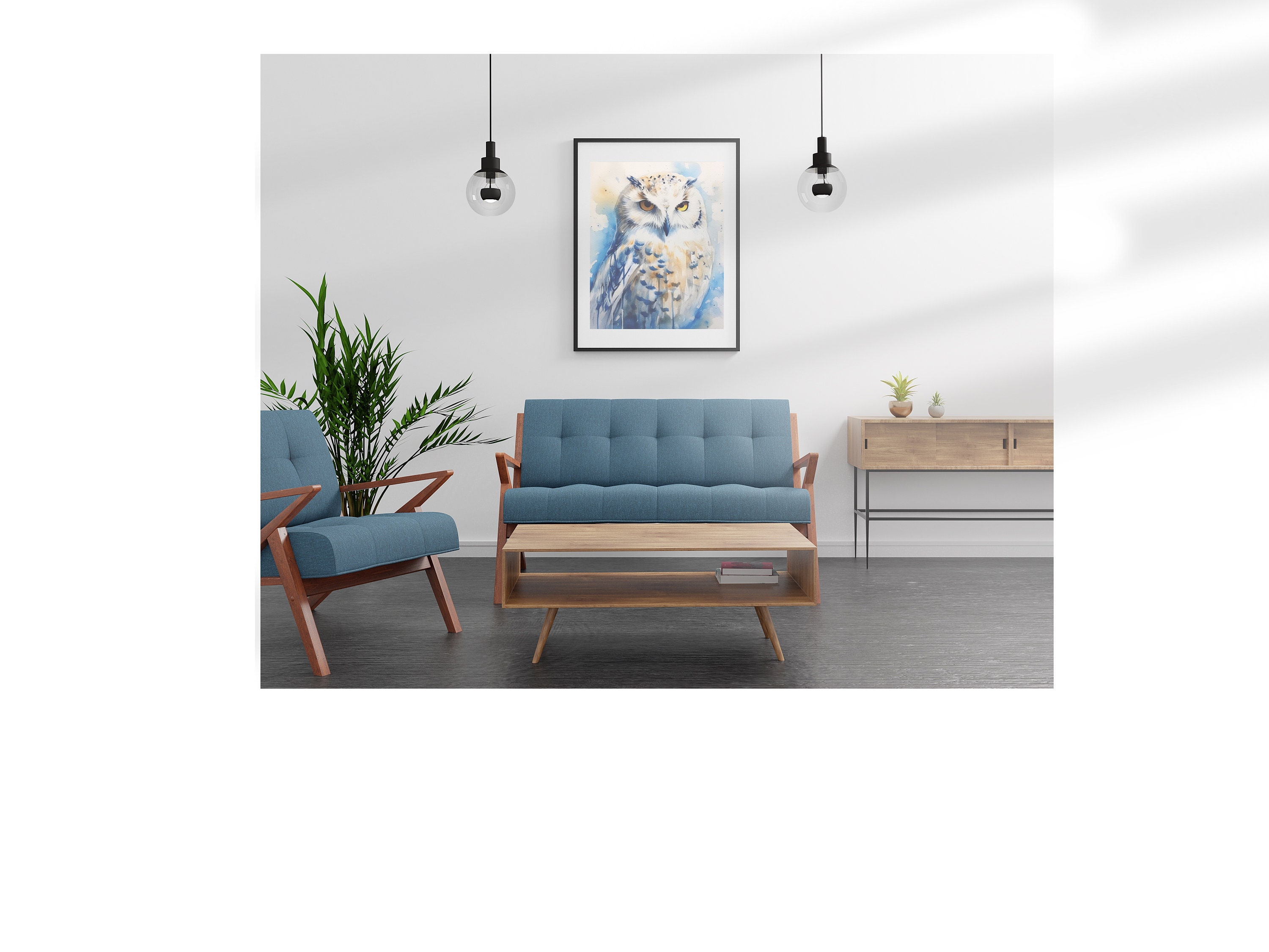 Wizard Inspired Owl (watercolor Printable Decor, Watercolor Owl, Line ...