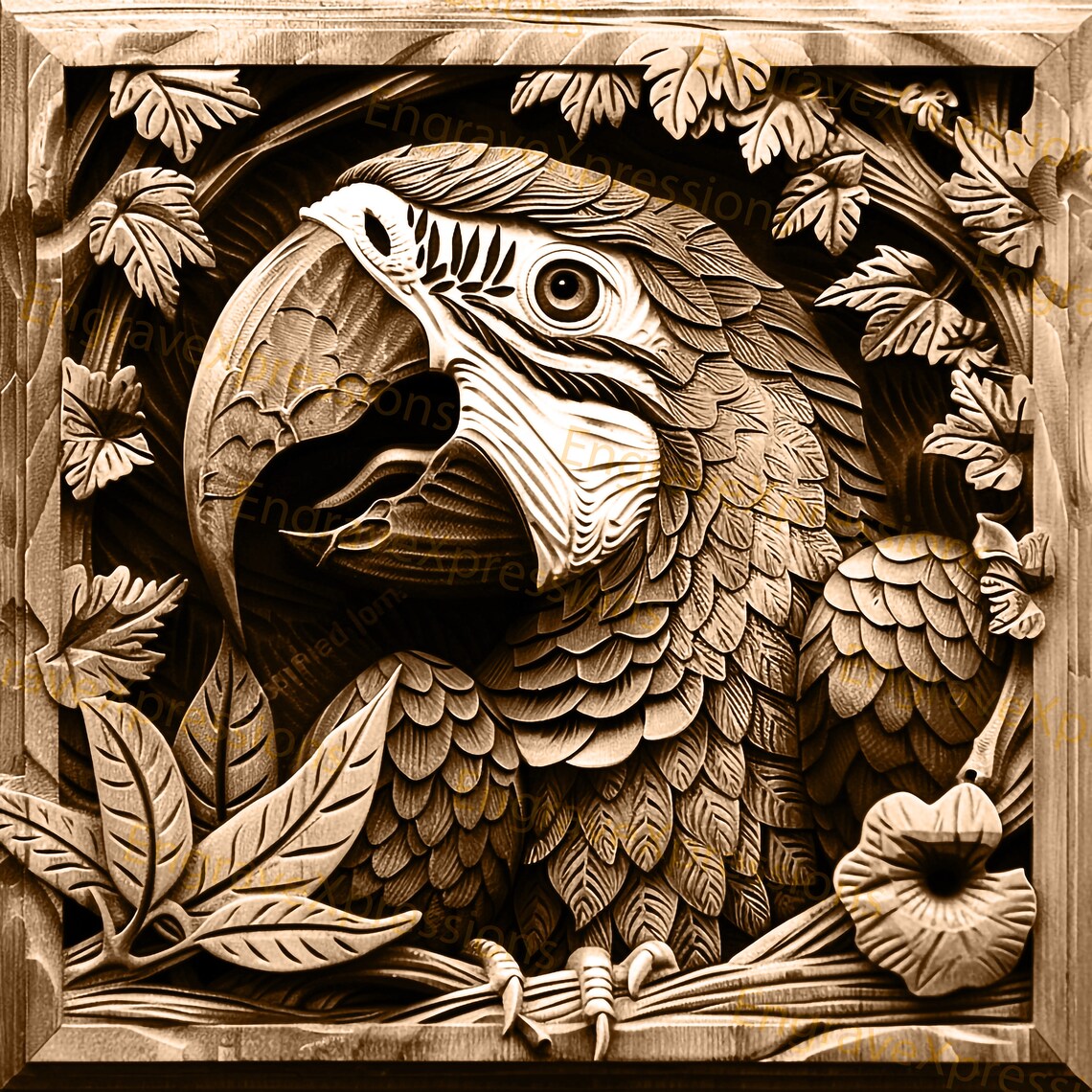 3D Bird Laser Engrave File: Macaw Parrot Design (PNG, SVG) - Etsy