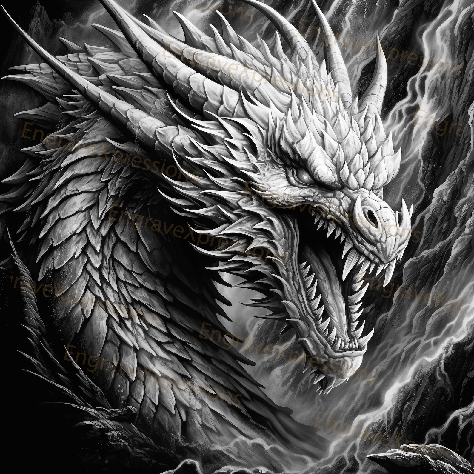 3D Dragon Laser Engraving File: High-resolution PNG, SVG (digital ...