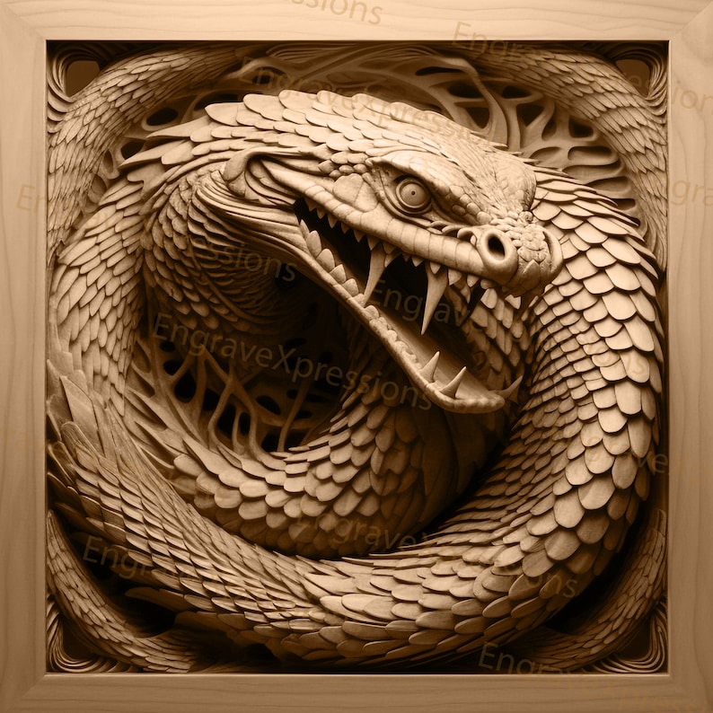 3D Snake Illusion Laser Engrave File: Wildlife PNG, SVG (digital ...