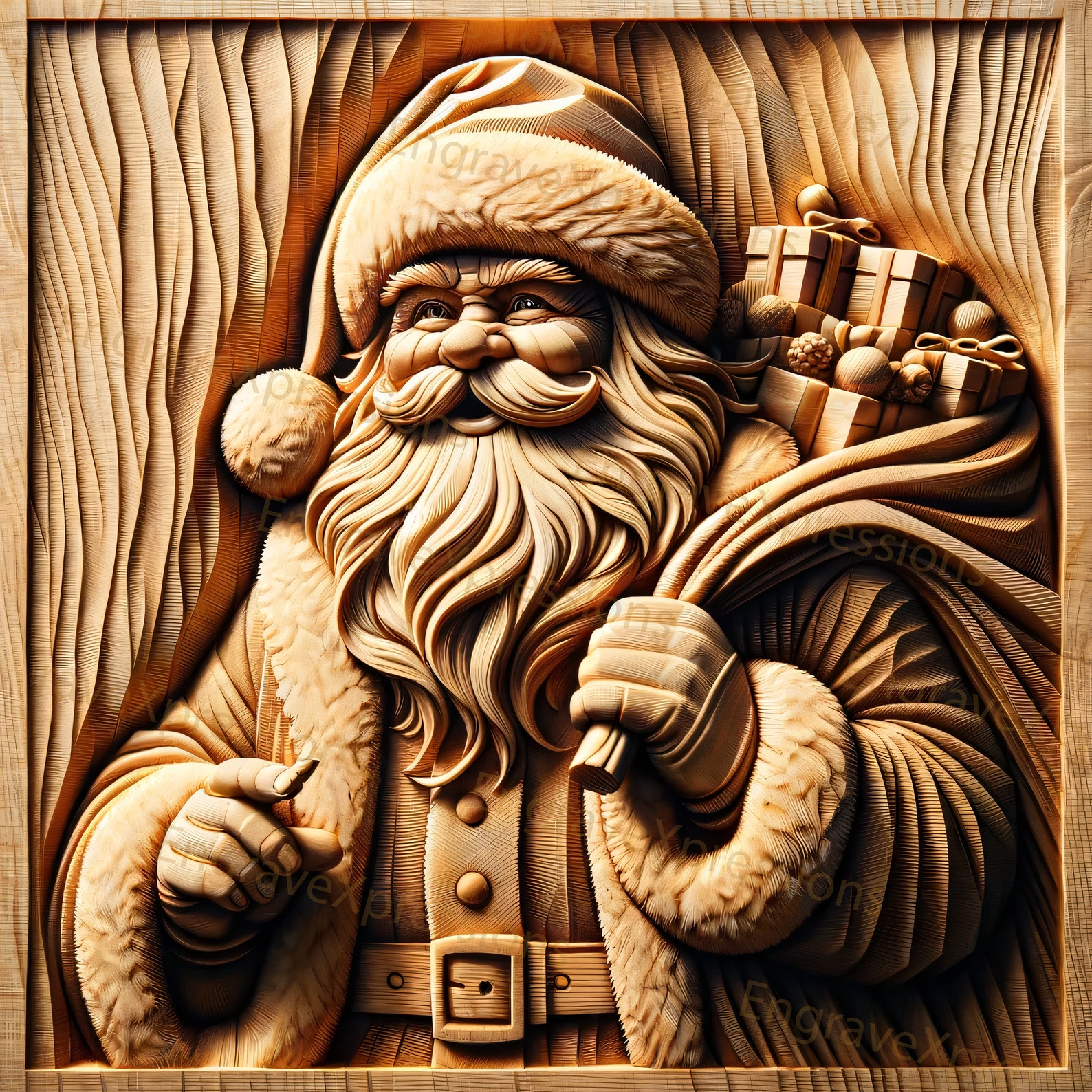 3D Santa Claus Laser Engrave File | Christmas Winter Scene (PNG, SVG ...