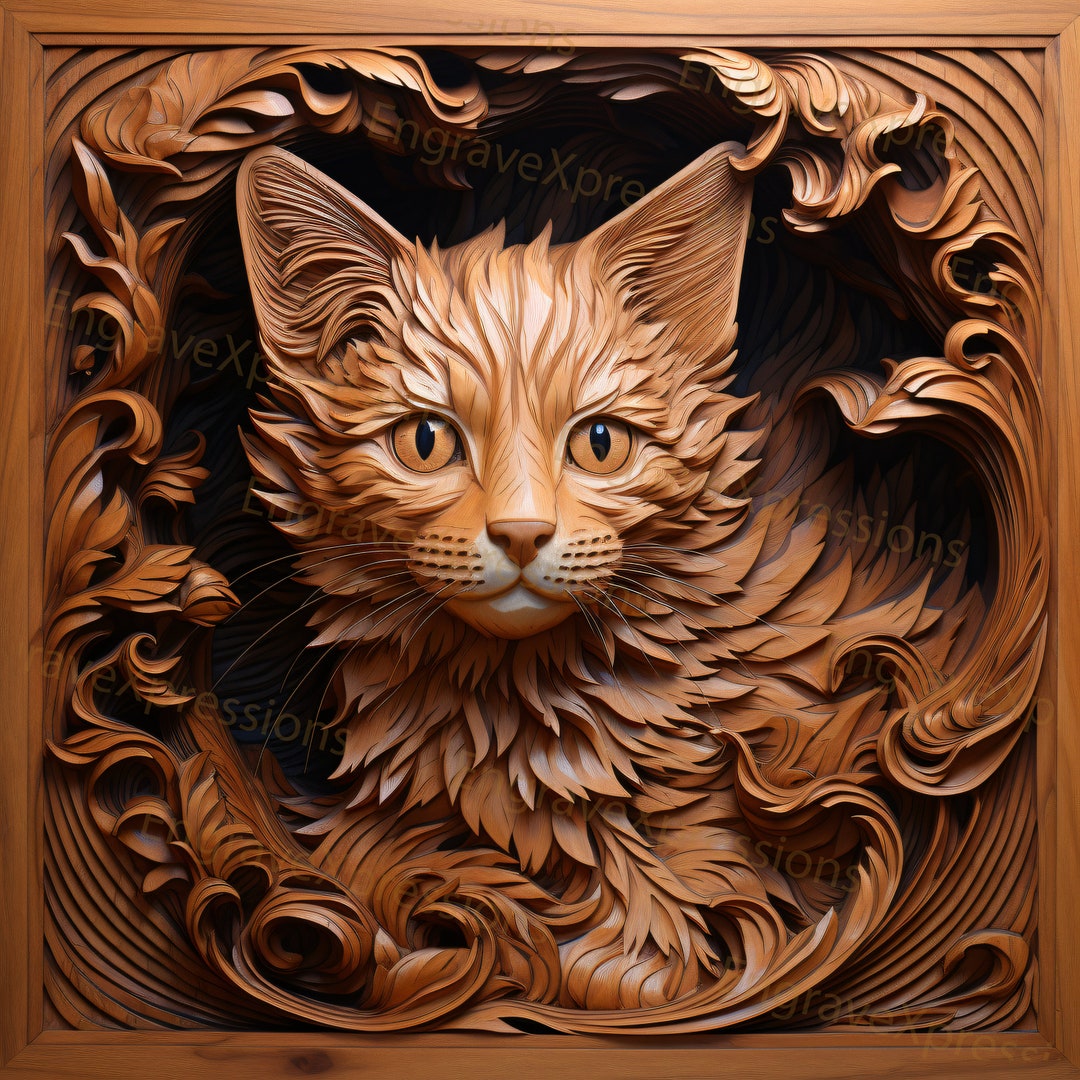 3D Cat Laser Engrave File: Illusion Design (PNG, SVG) - Etsy
