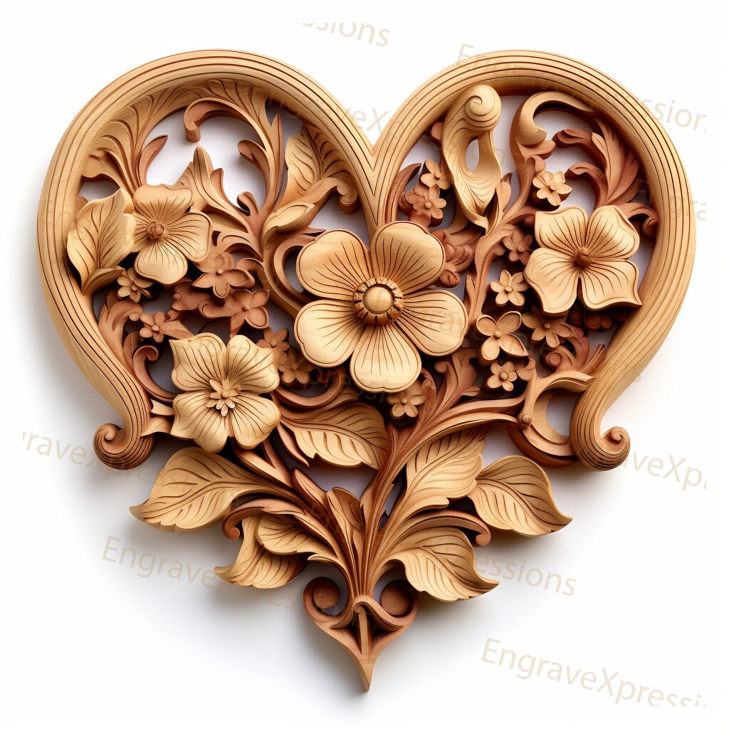Floral Heart Laser Engrave PNG: 3D Illusion File (digital Download) - Etsy