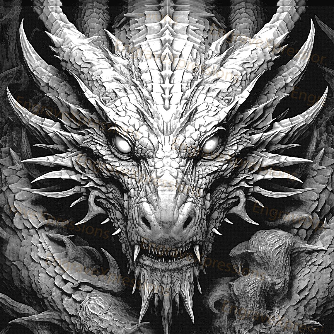 3D Dragon Laser Engrave File: Lightburn, Glowforge Ready (PNG, SVG) - Etsy