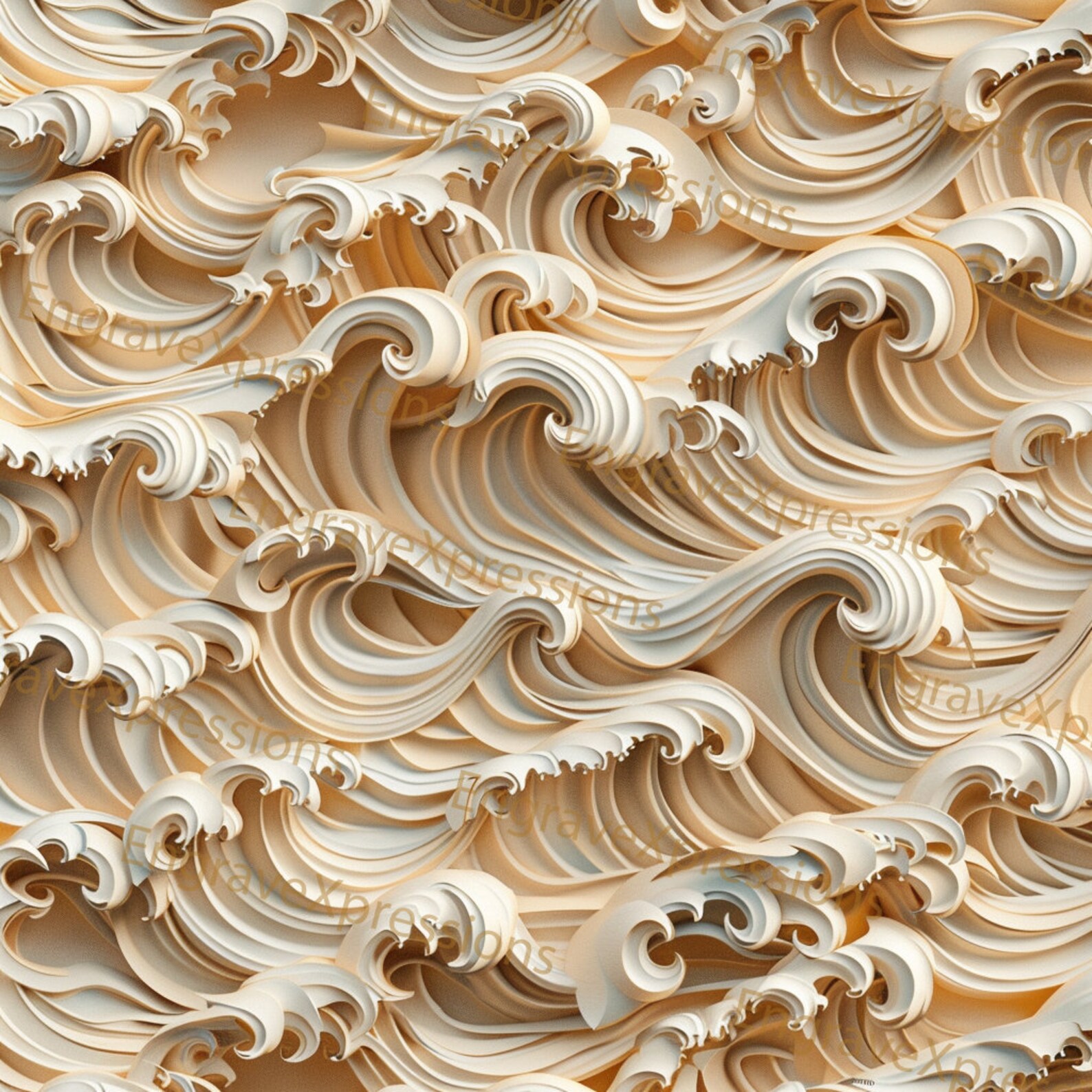 3D Ocean Waves Laser Engrave File: Illusion PNG, Lightburn Ready ...