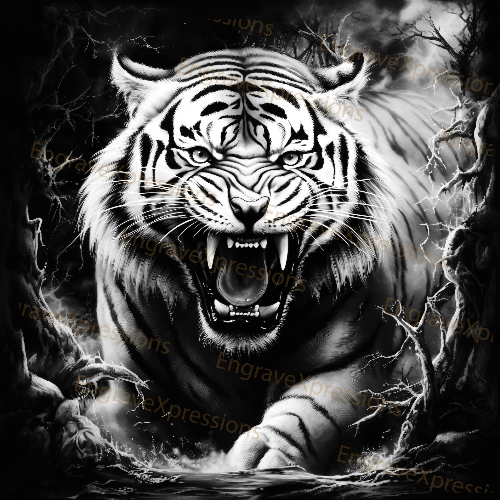 3D Tiger Laser Engraving File: High-resolution PNG, SVG (digital ...