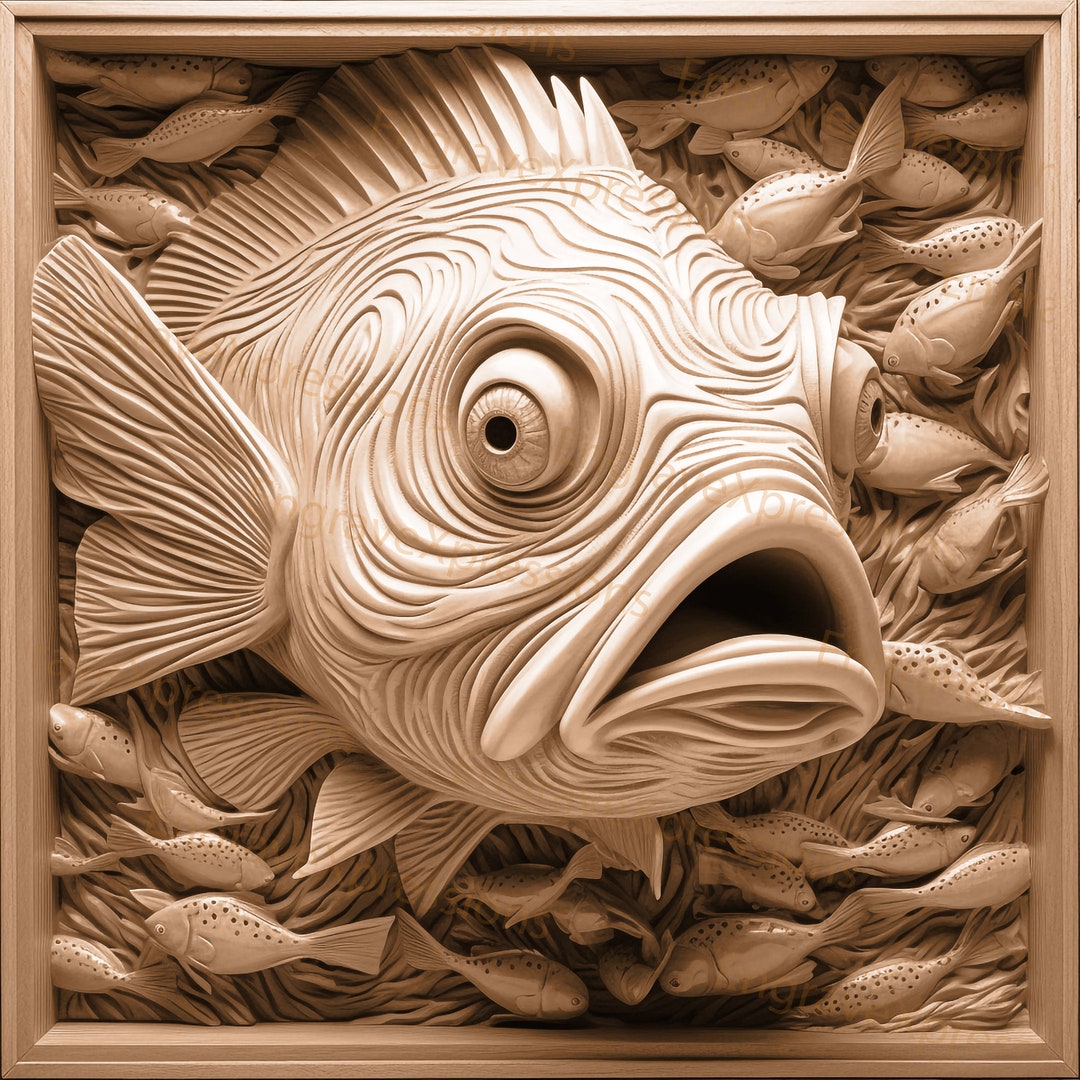 3D Fish Laser Engraving File: Underwater Scene PNG, SVG (digital ...