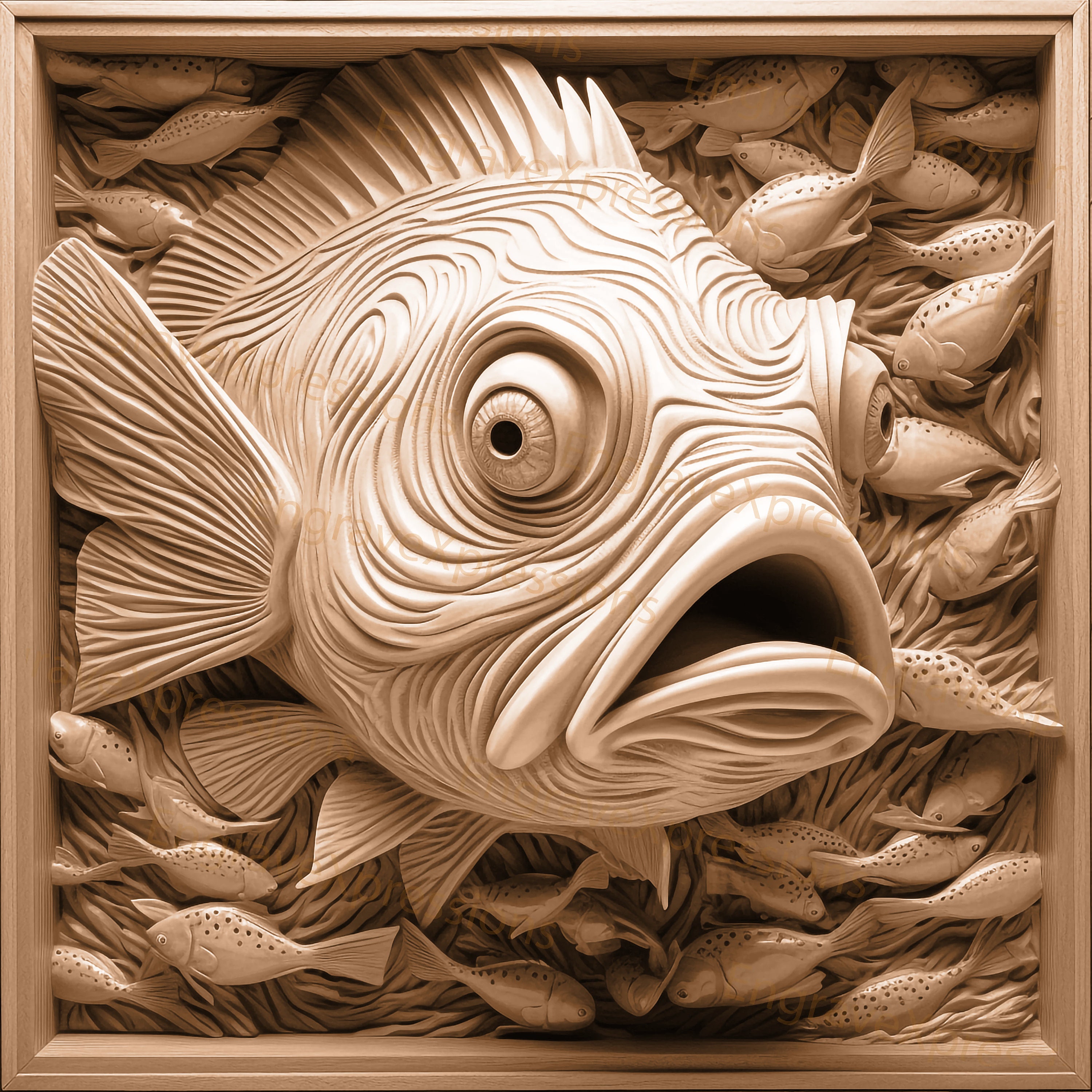 3D Fish Laser Engraving File: Underwater Scene PNG, SVG (digital ...