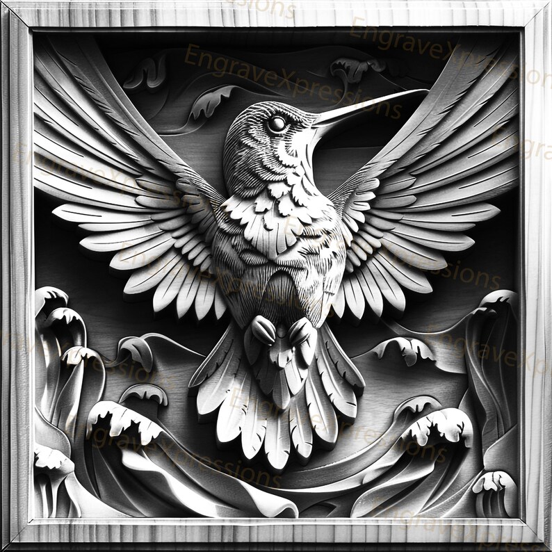 3D Hummingbird Laser Engrave File: Bird Design PNG, SVG (digital ...