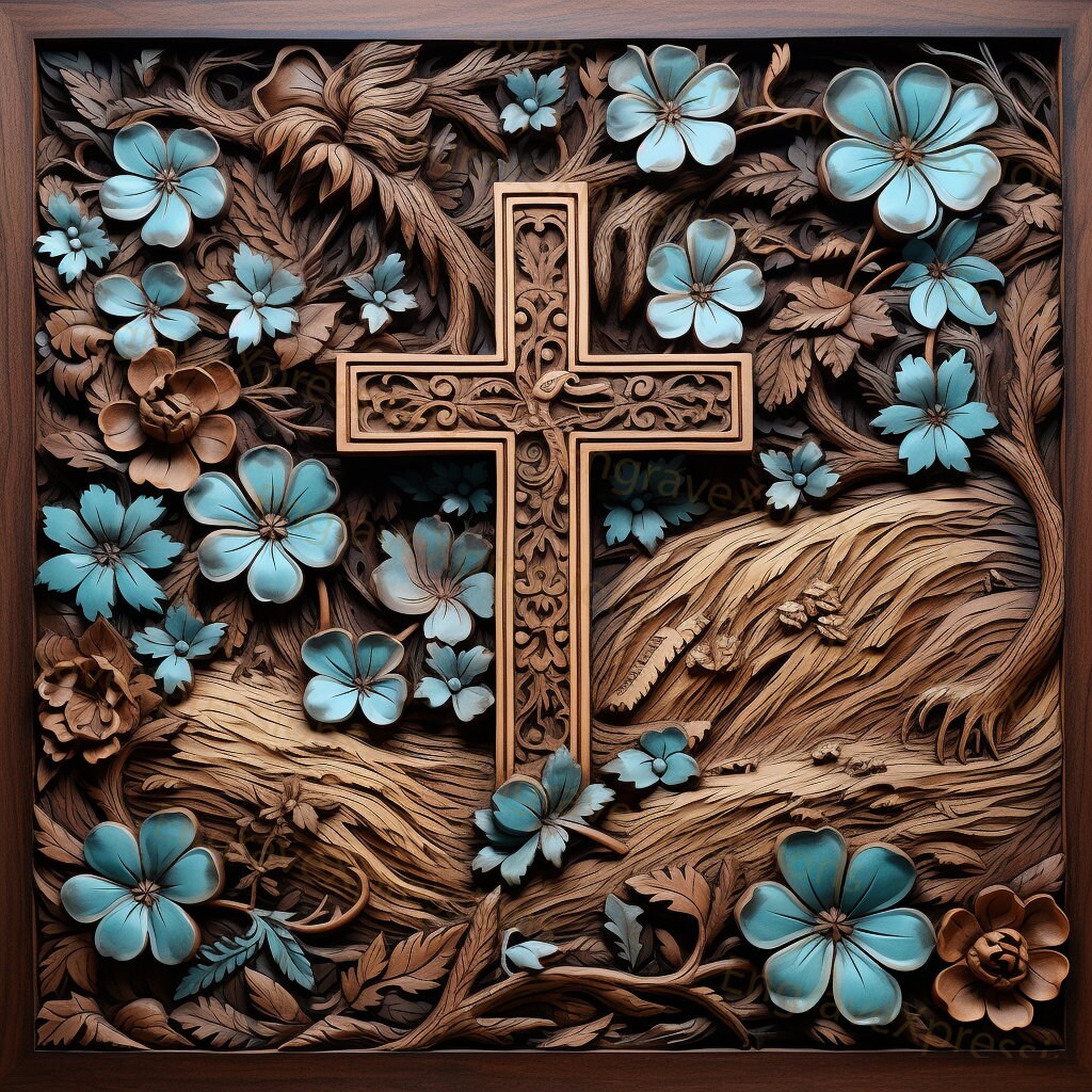 Flower Cross Laser Engrave File: 3D Illusion, Lightburn Ready (PNG, SVG ...