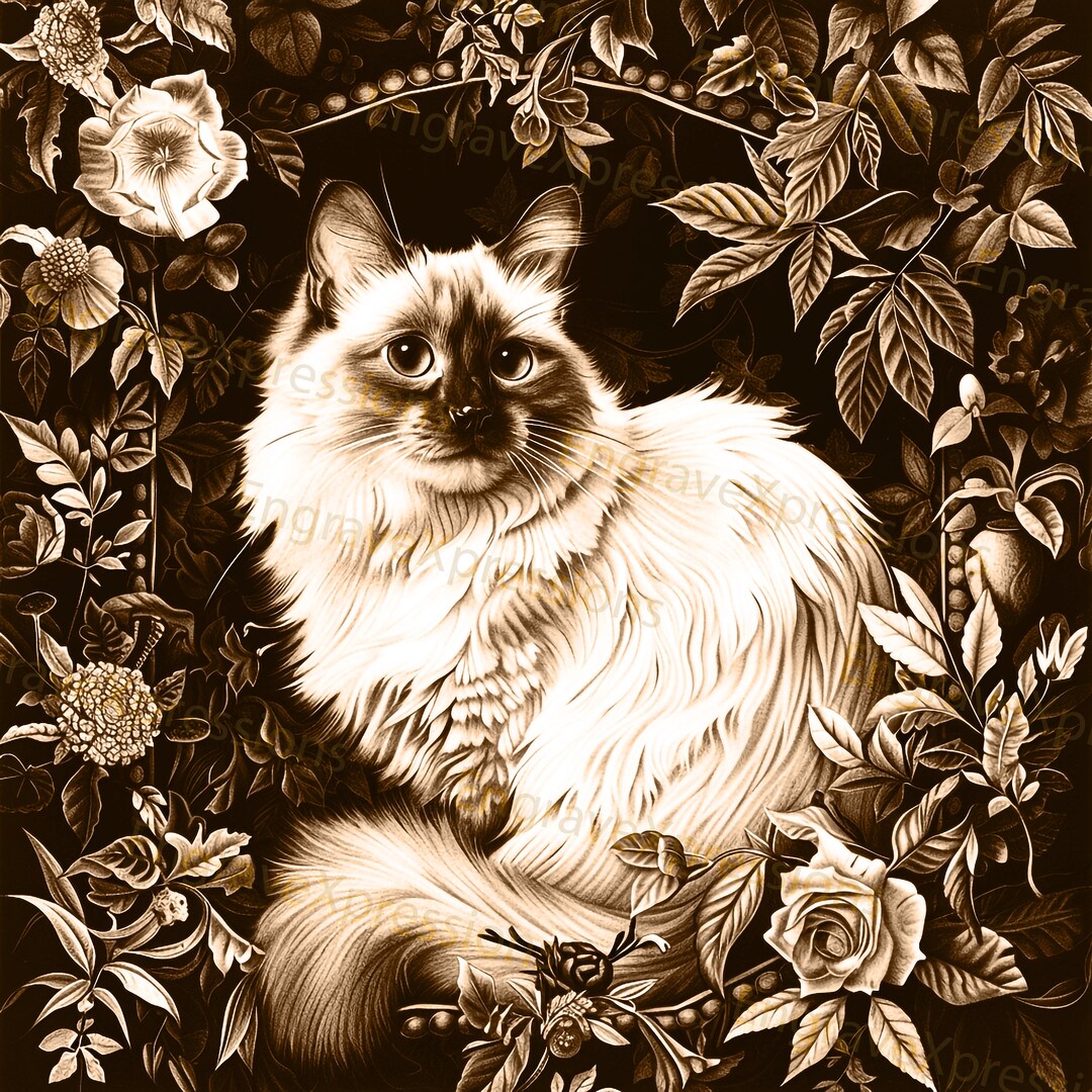 Floral Cat Laser Engrave PNG: 3D Illusion Design (digital File) - Etsy