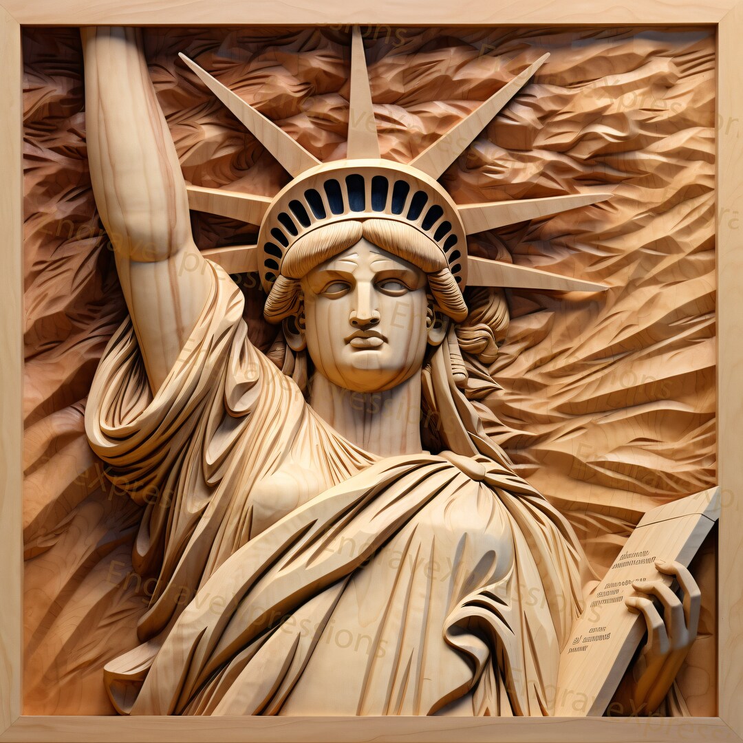 Statue of Liberty Laser Engrave PNG: 3D Illusion Design (digital ...