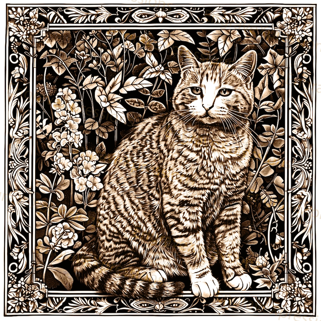 Floral Cat Laser Engrave PNG: 3D Illusion Design (digital File) - Etsy