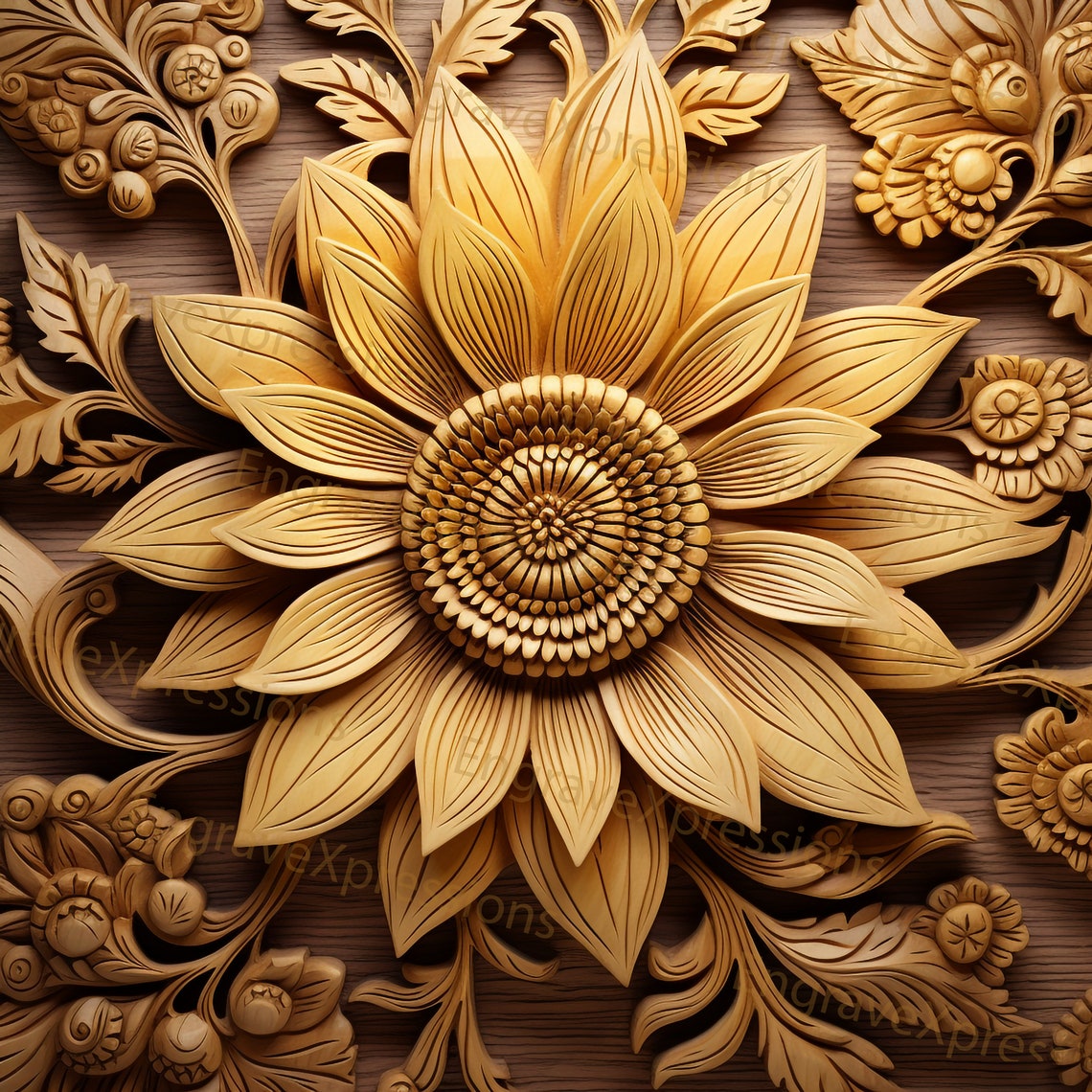 3D Sunflower Laser Engrave File: Floral Wood Cut Design (PNG, SVG) - Etsy