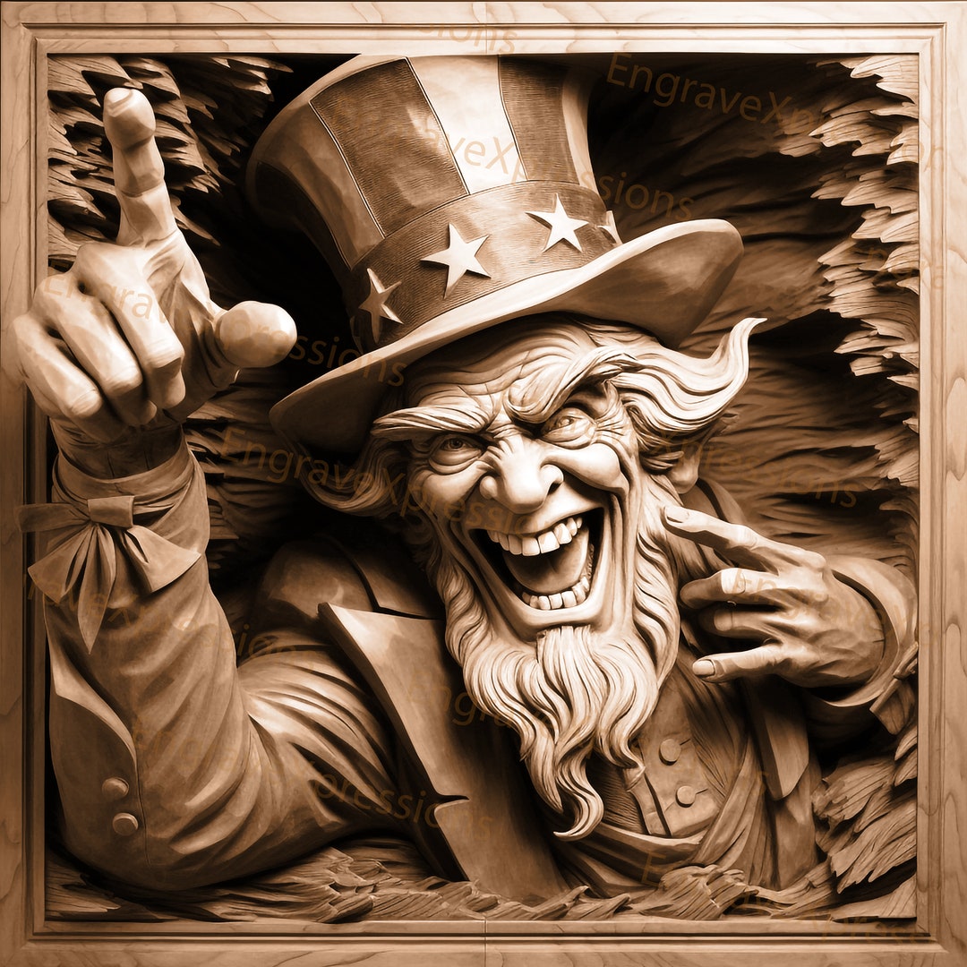 Uncle Sam 3D Laser Engraving File: Patriotic Portrait (PNG, SVG) - Etsy