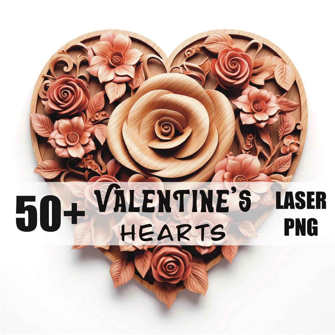 Valentine’s Hearts Day Bundle, Laser Burn Engrave PNG Files | 3D ...