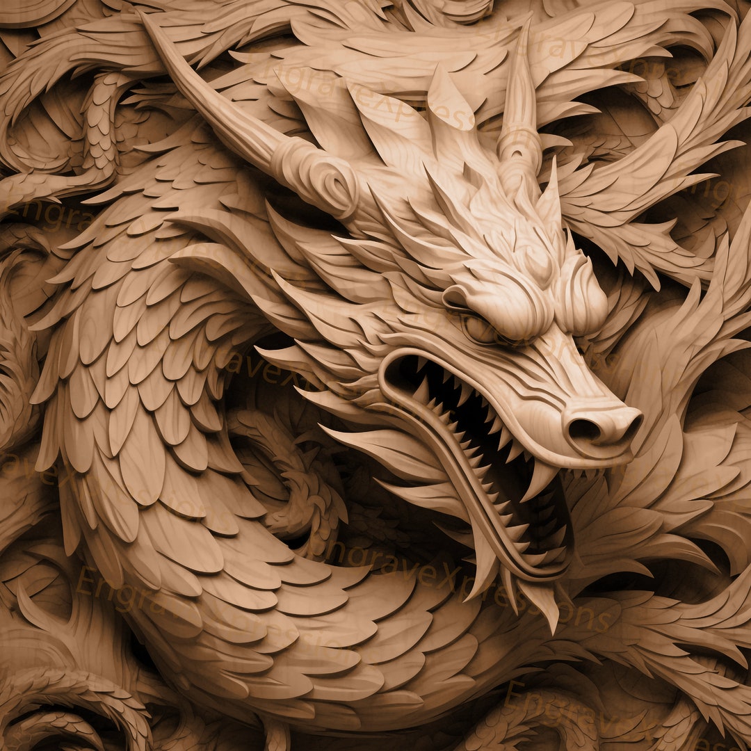 Laser Burn PNG 3D Illusion Engrave Laser Ready Lightburn File Digital Design File Dragon 2 ...