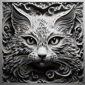 3D Cat Illusion Laser Engrave File: Lightburn Ready (PNG, SVG) - Etsy