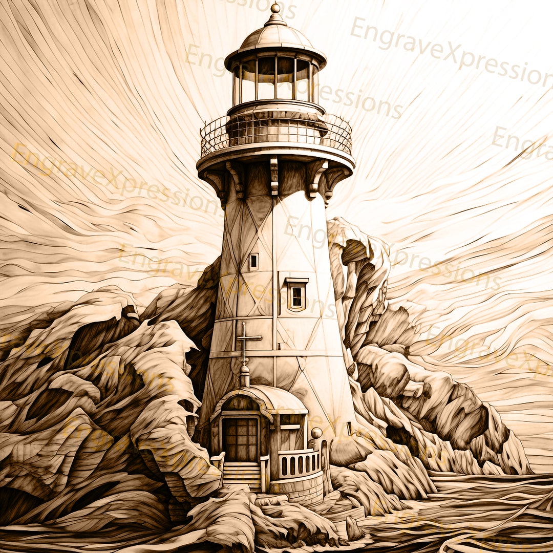 3D Laser Engraved Lighthouse Design: PNG, SVG, Lightburn, Glowforge ...