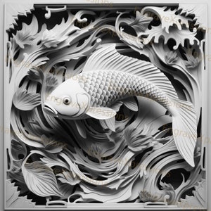 3D Koi Fish Laser Engrave File: Lightburn Ready PNG (digital Design) - Etsy