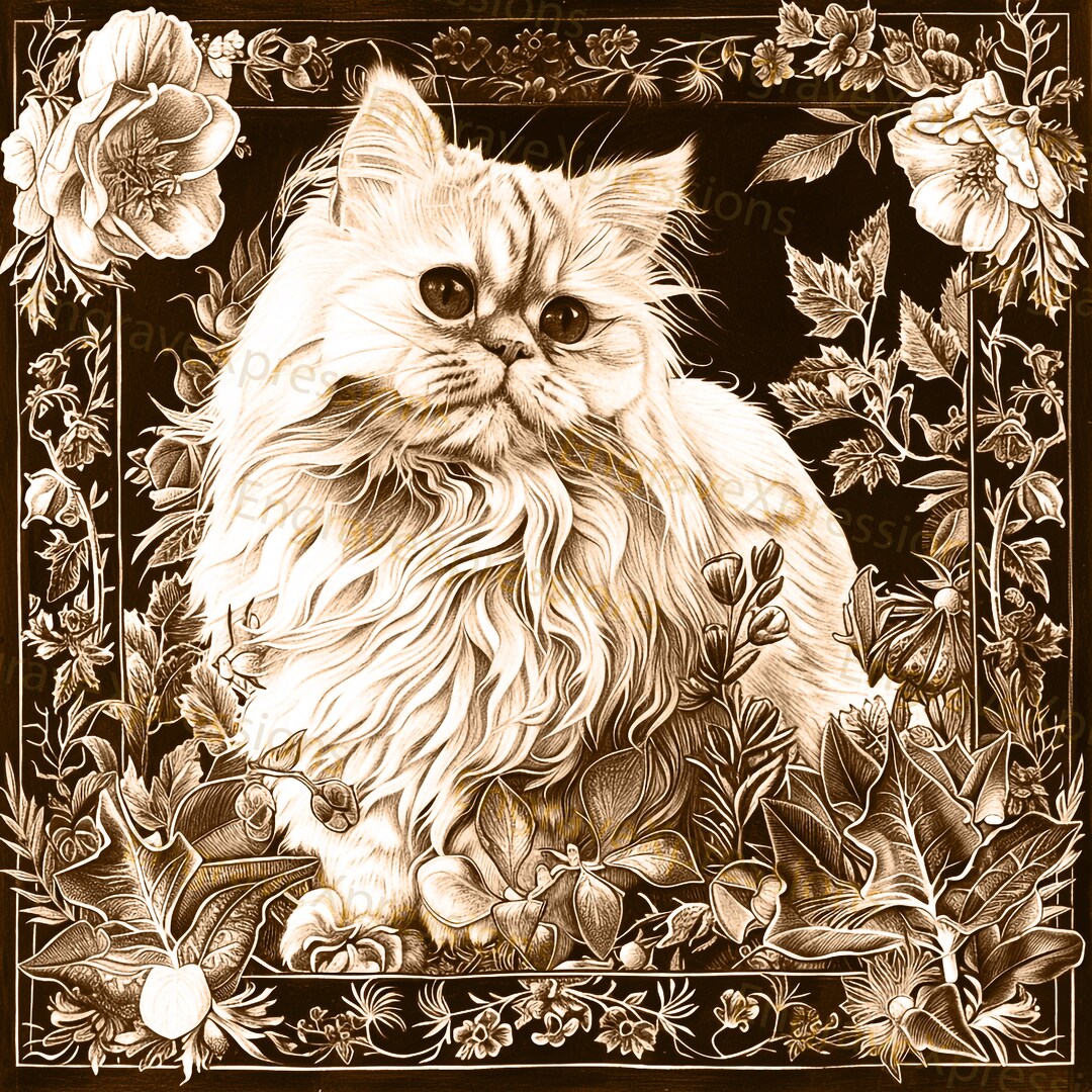 Floral Cat Laser Engrave PNG: 3D Illusion Design (digital File) - Etsy