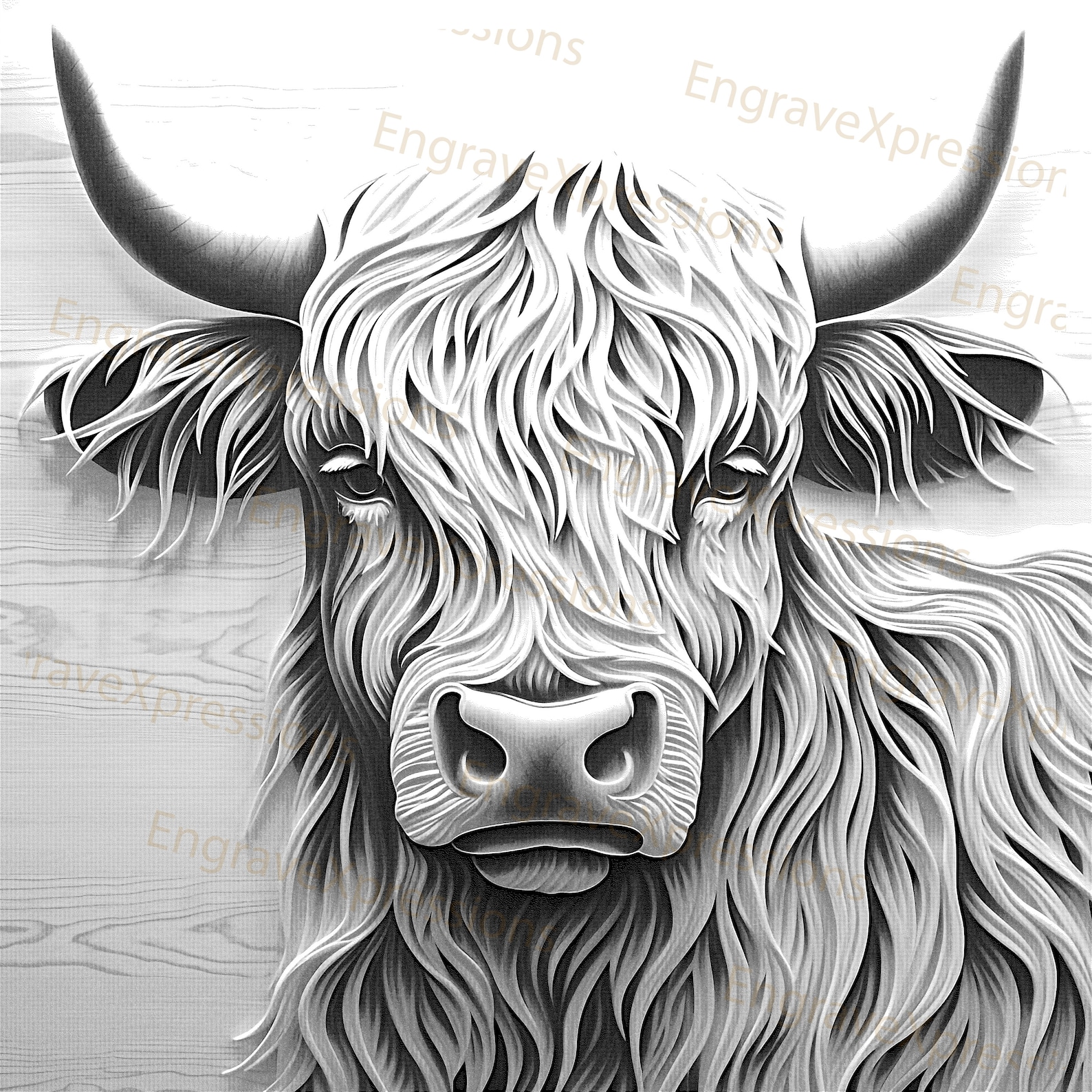 3D Highland Cow Laser Engrave File: Lightburn, Glowforge (PNG, SVG) - Etsy