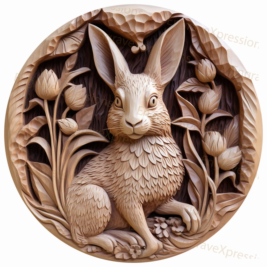 3D Easter Bunny Laser Engrave File: Rabbit, Flower, Egg (PNG, SVG) - Etsy