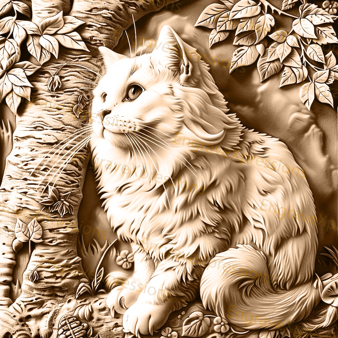 3D Cat Floral Laser Engrave PNG: Lightburn Ready (digital File) - Etsy