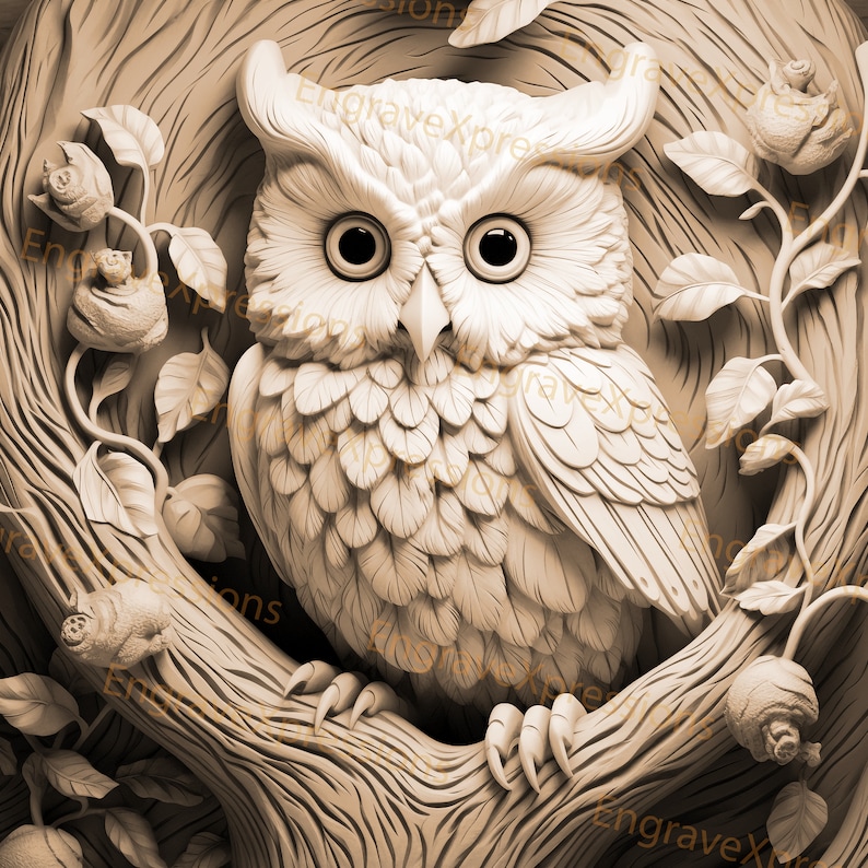 3D Owl Laser Engraving File: Illusion Design (PNG, SVG) - Etsy
