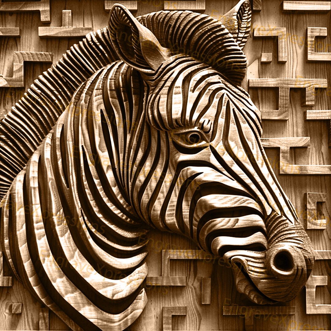 3D Zebra Laser Engrave File: Wildlife Animal Design (PNG, SVG) - Etsy