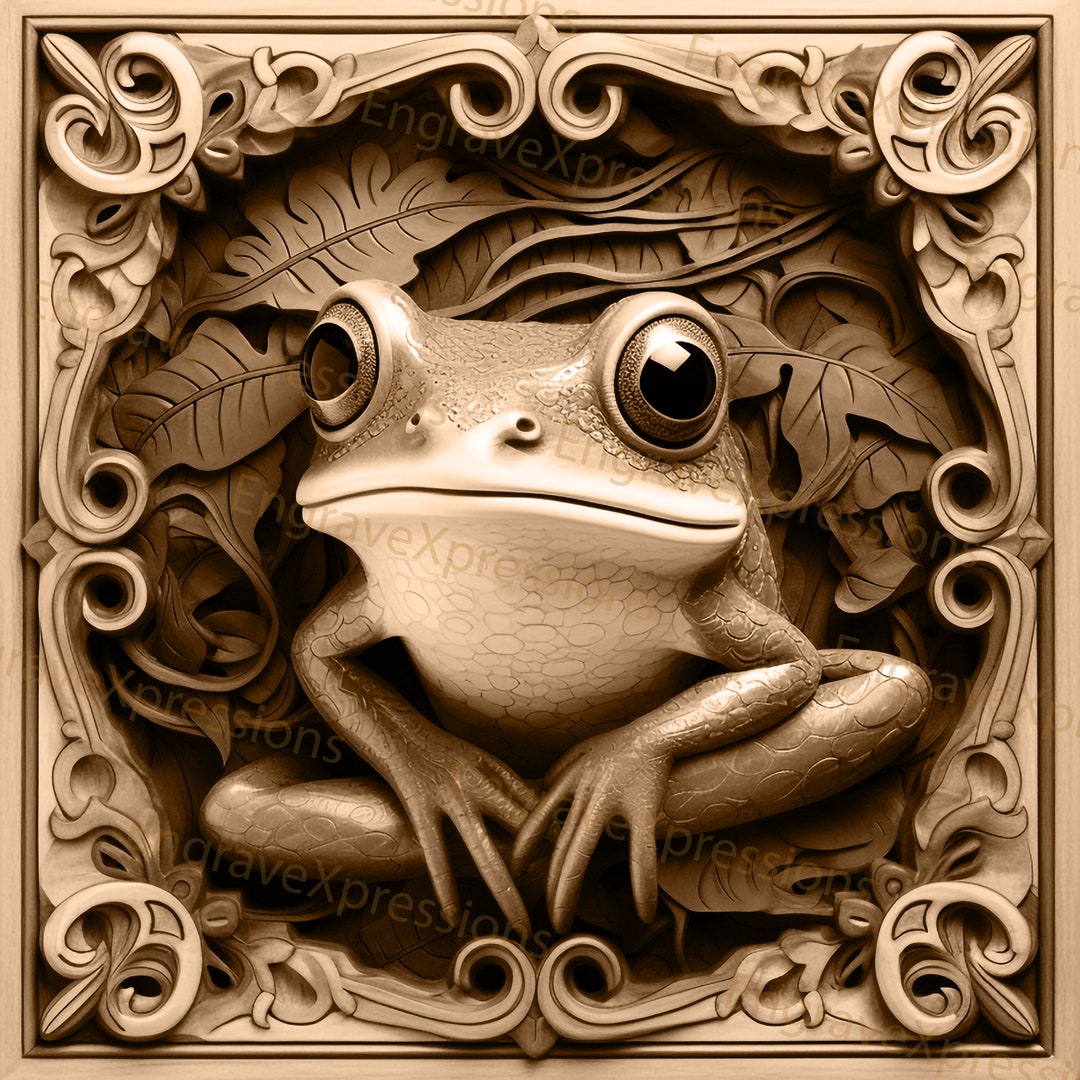 3D Frog Laser Engrave File: Wildlife Illusion PNG, SVG (digital ...