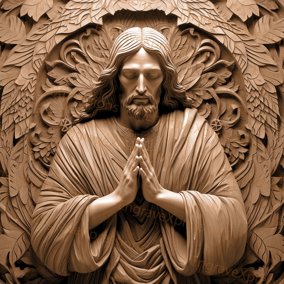 Jesus Christ Portrait Laser Engrave File: 3D Illusion PNG, Lightburn ...