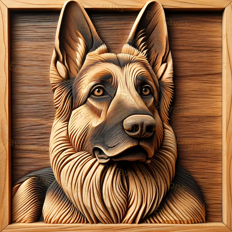 3D German Shepherd Portrait: Laser Engrave PNG File - Etsy