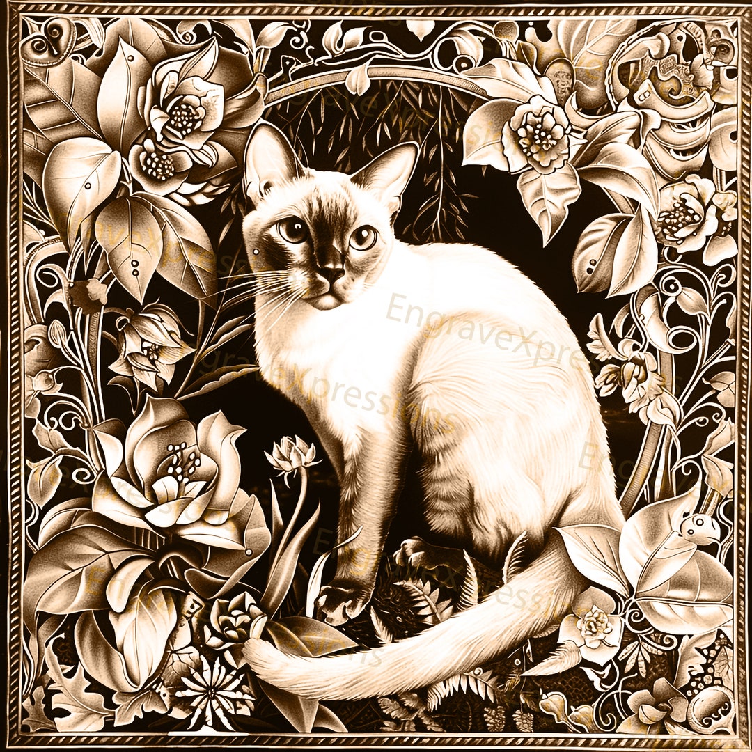 Floral Cat Laser Engrave PNG: 3D Illusion Design (digital File) - Etsy