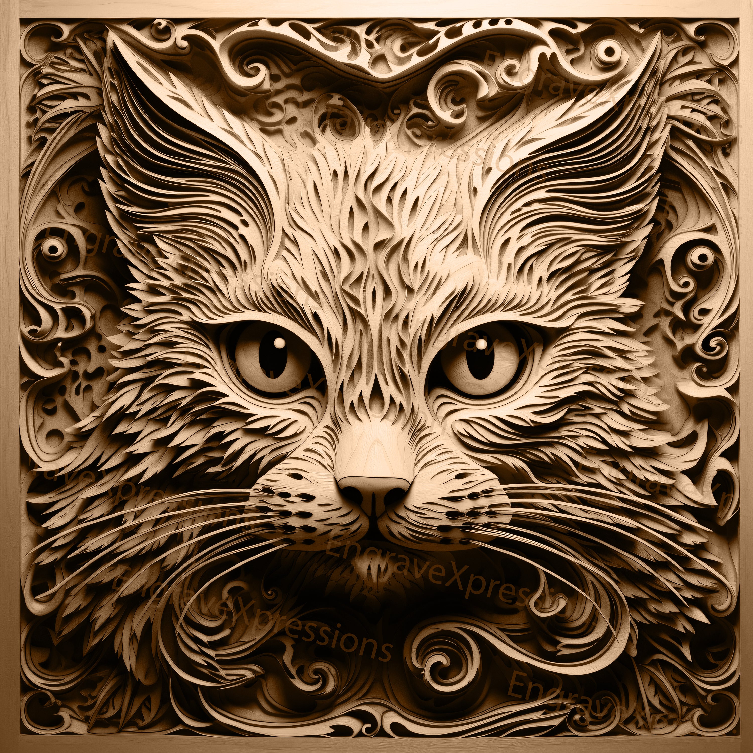 3D Cat Illusion Laser Engrave File: Lightburn Ready (PNG, SVG) - Etsy