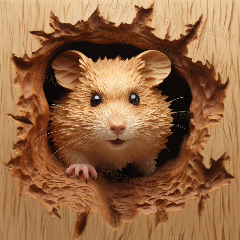 3D Hamster Laser Engrave File: Wildlife PNG, Lightburn Ready (digital ...