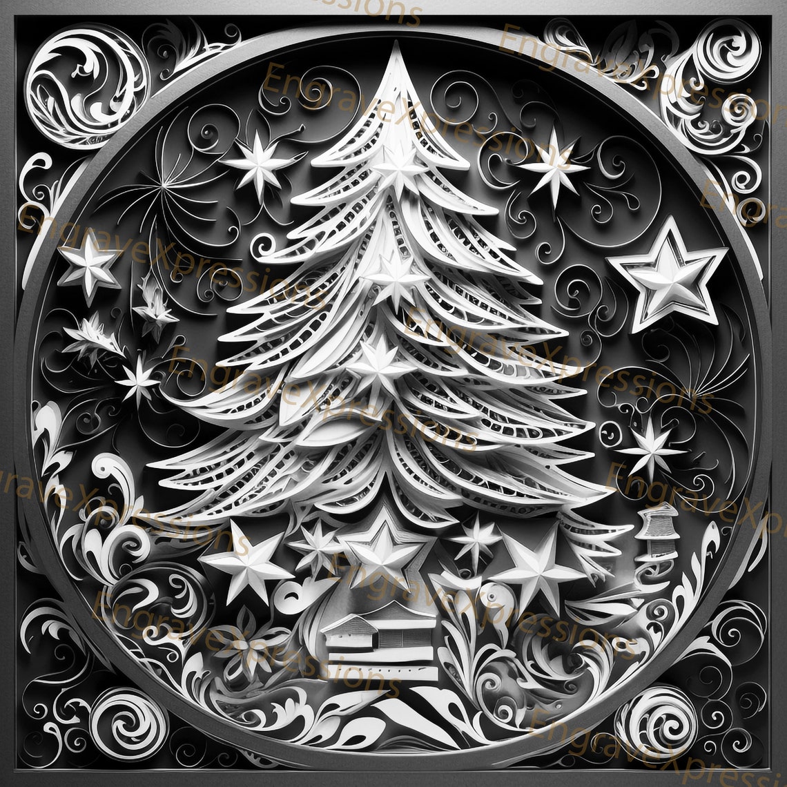 3D Christmas Tree Laser Engrave File: Illusion PNG, Lightburn Ready ...