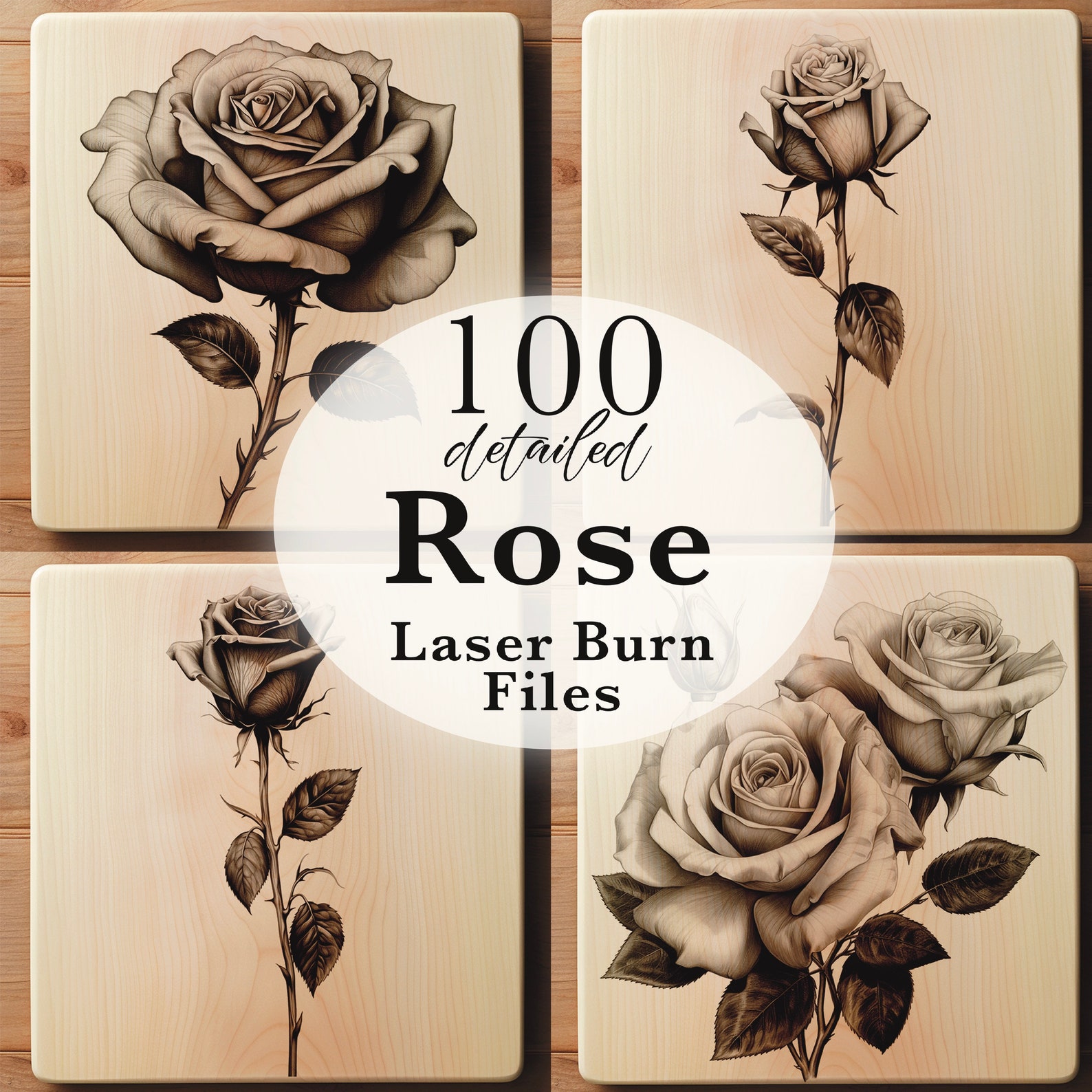 Rose Laser Engrave PNG Bundle: 100 Detailed Designs (digital Design ...