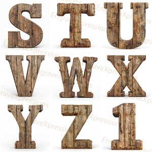 Rustic Wood Alphabet & Numbers Laser Cut Files (PNG, SVG) - Etsy