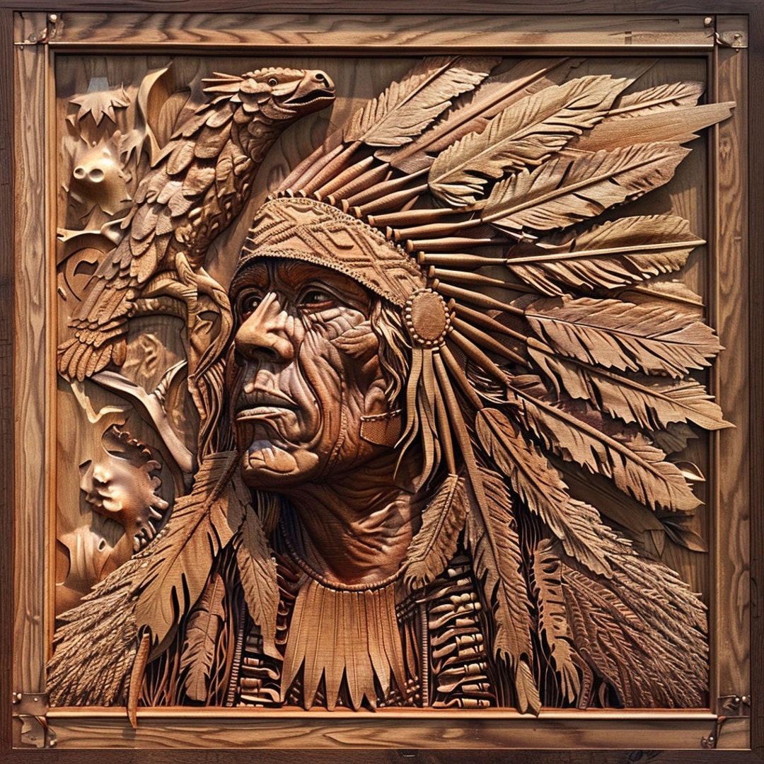 Native American 3D Laser Engrave File: Intricate Design (PNG, SVG) - Etsy